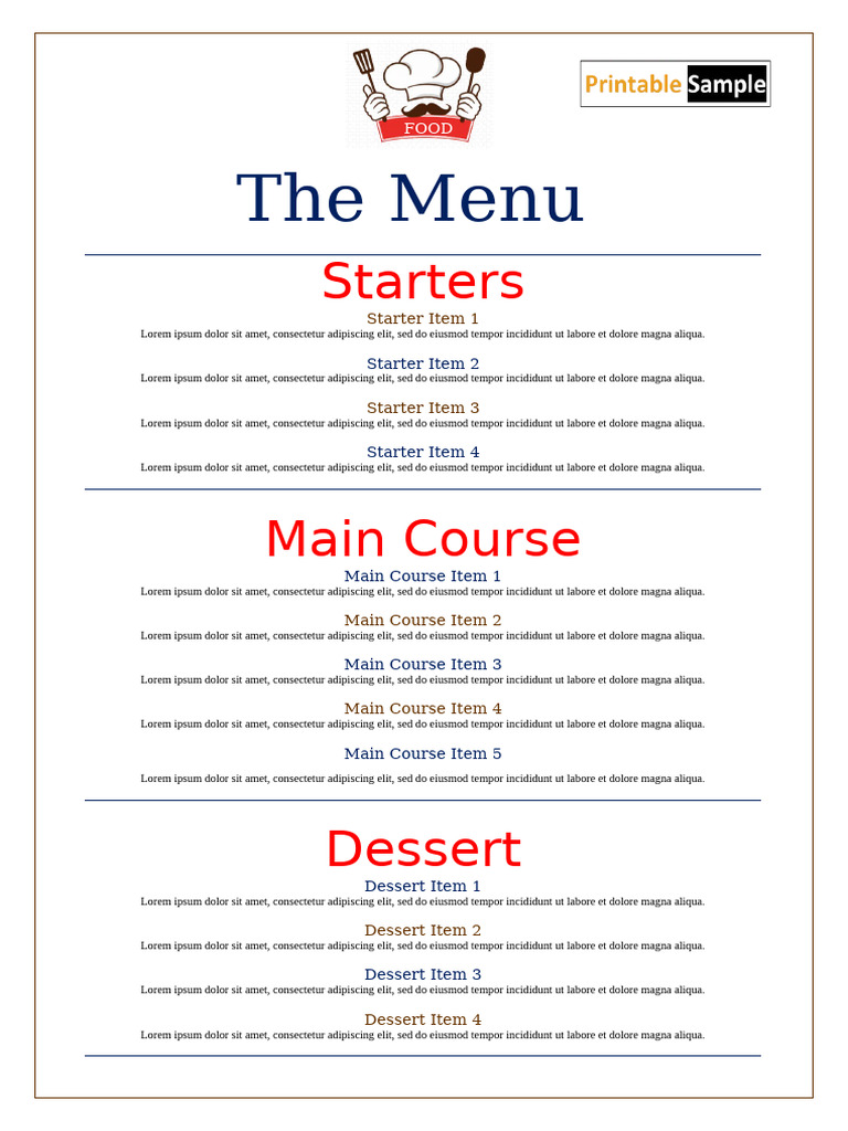 Office Menu Template 04 | PDF