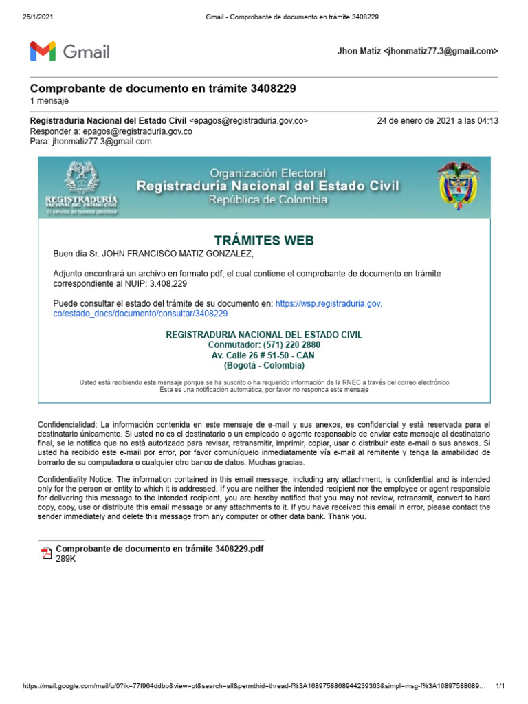 Gmail - Comprobante de Documento en Trámite 3408229 | PDF | Informática | Internet