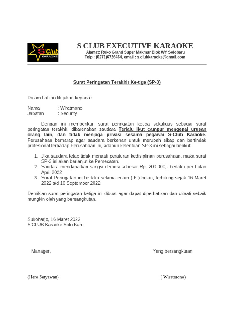 Surat Peringatan | PDF