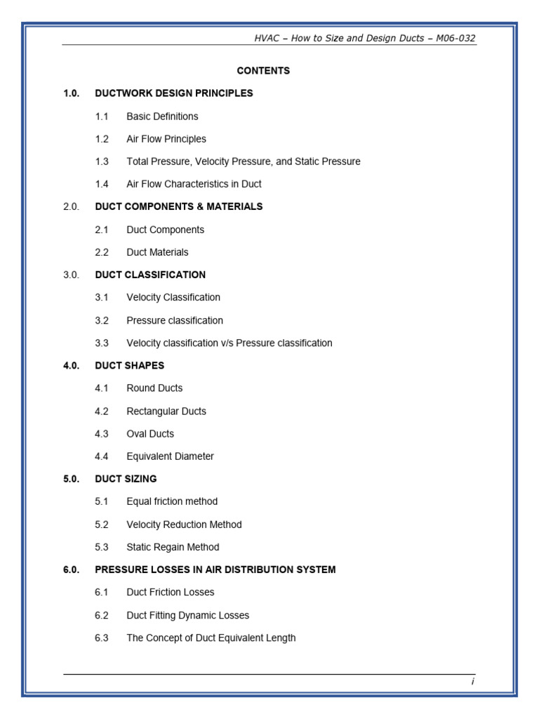 Duct Design and Sizing Principles | PDF