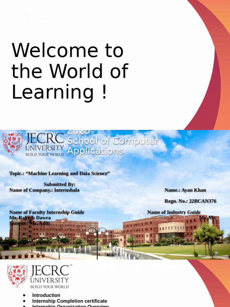 Final Internship PPT JECRC | PDF | Machine Learning | Data Science