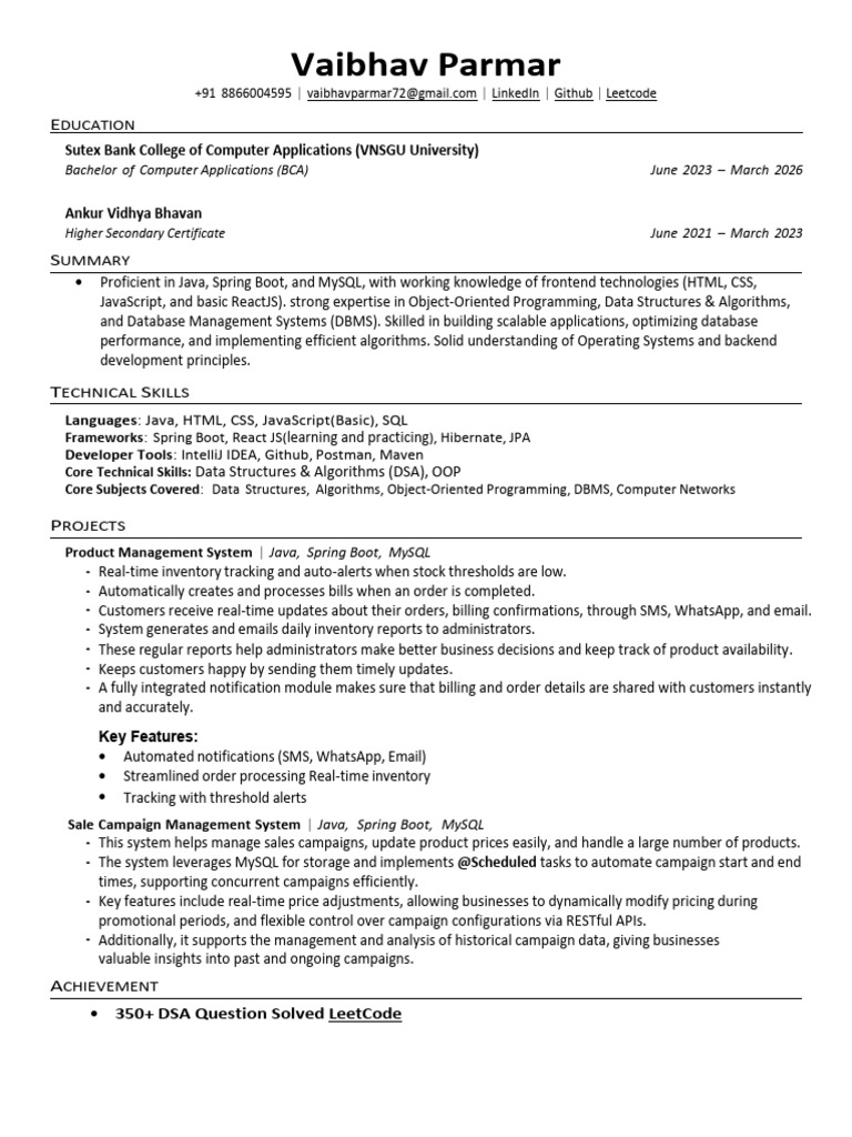 Vaibhav Parmar Full-Stack | PDF | Databases | My Sql