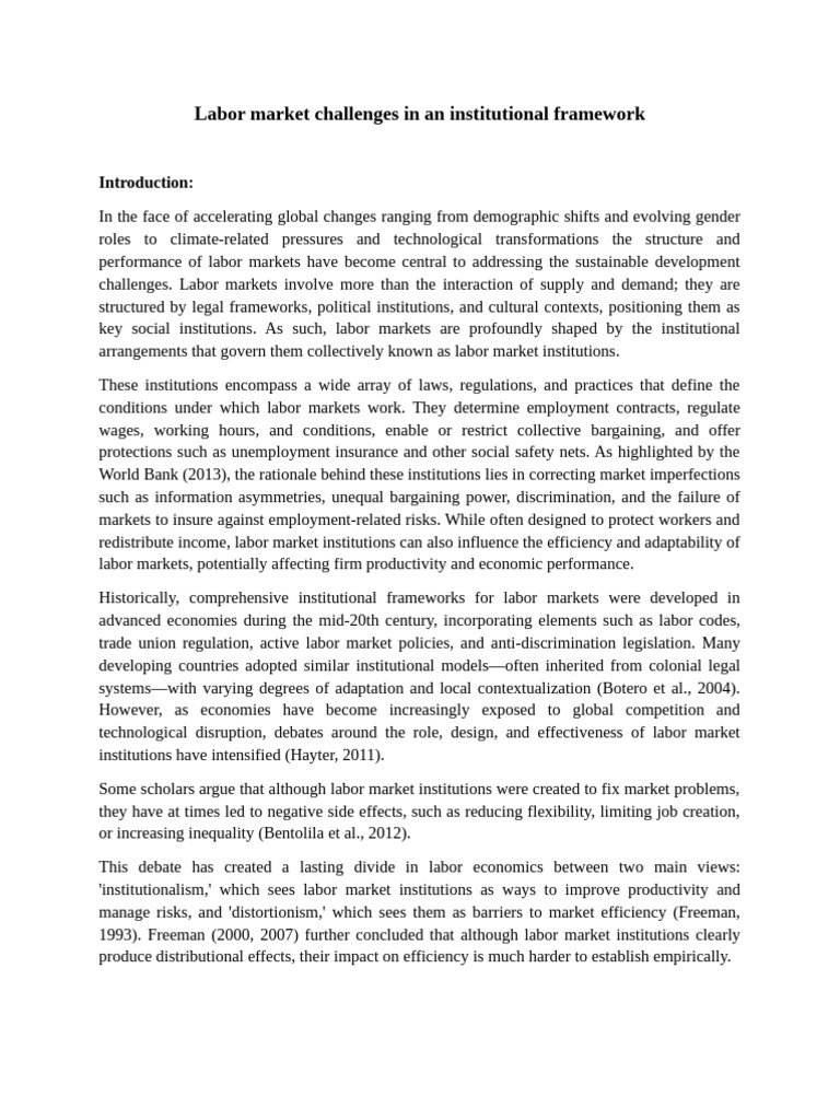 Labor Market Challenges in An Institutional Framework | PDF | Labour ...
