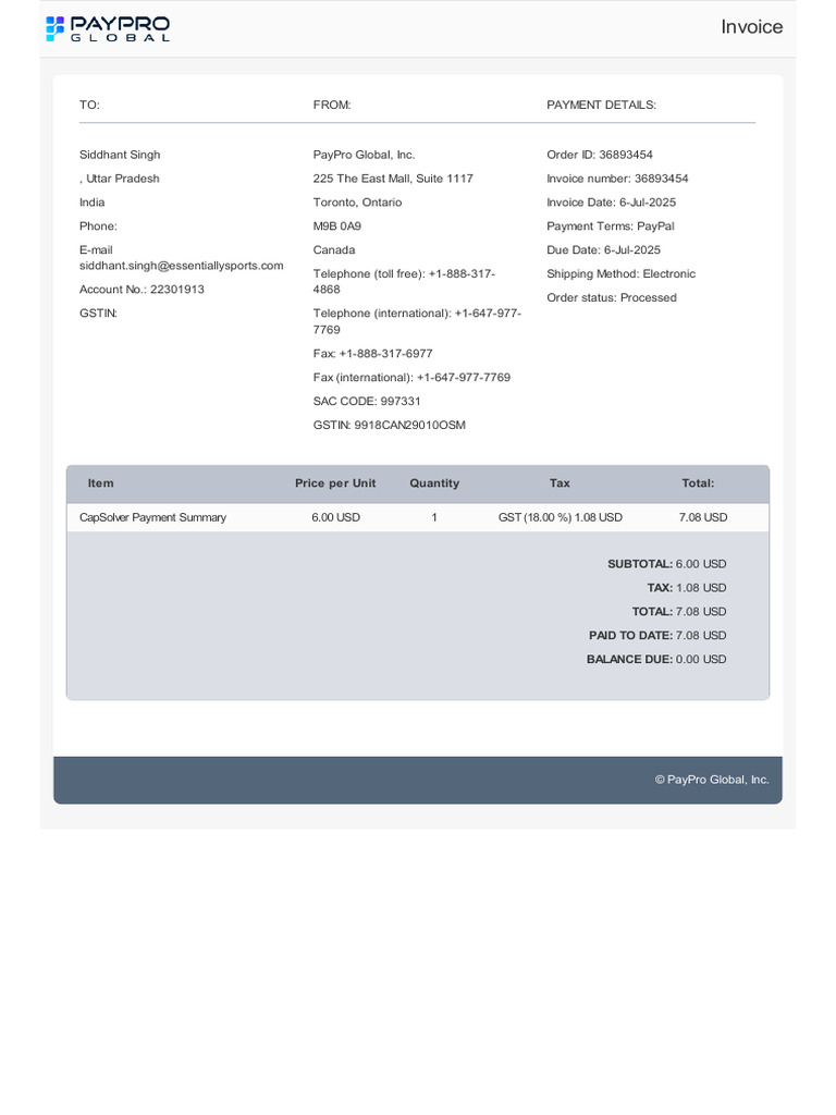 PayPro Global Invoice 36893454 (2025-Jul-06) | PDF