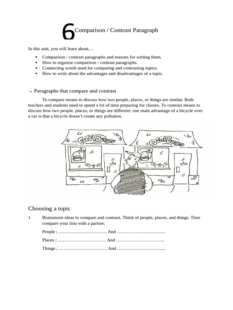 Comparison and Contrast Writing Guide | PDF | Syntax | Grammar