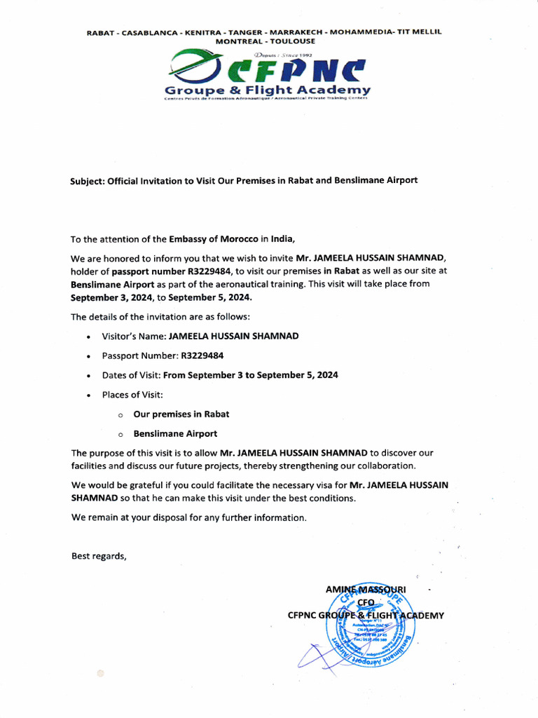 Official Invitation To Visit Our Premises in Rabat and Benslimane MR ...