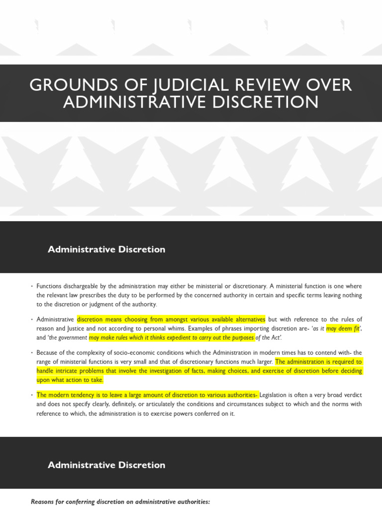 Grounds of Judicial Review Over Administrative Discretion | PDF ...