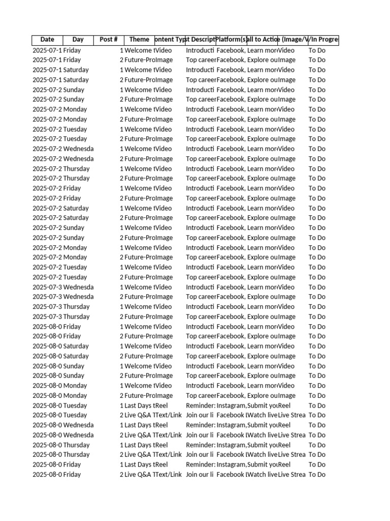 Calendrier Editorial CCMC 2025 Filled | PDF