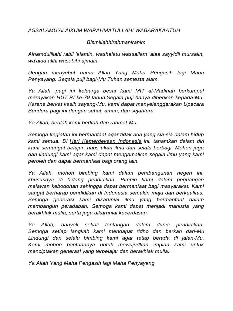 Doa HUT RI ke-79 untuk Indonesia | PDF