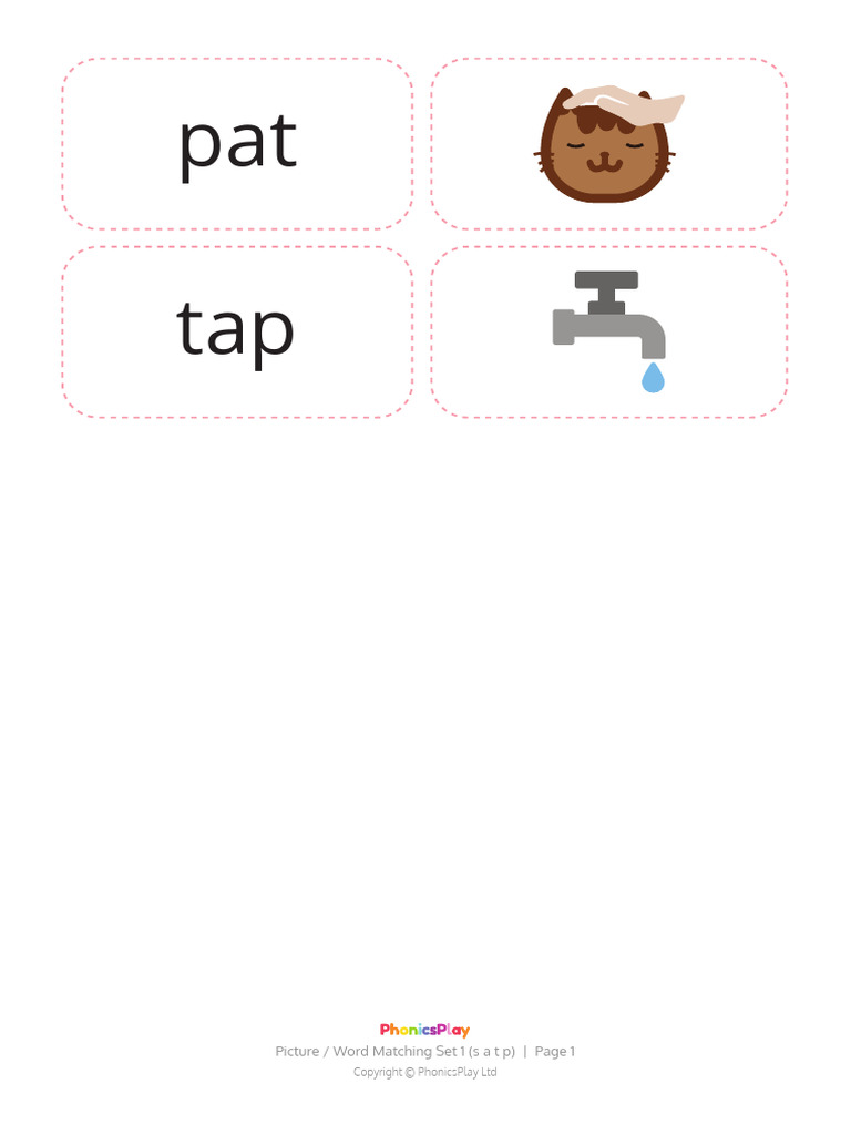 Printables Picture Word Matching Phase2 Set1 | PDF