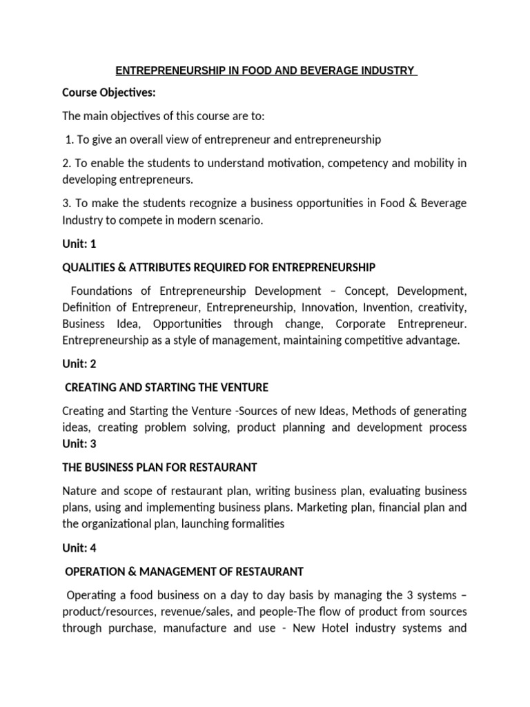 Final-Entrepreneurship of Restaurant | PDF