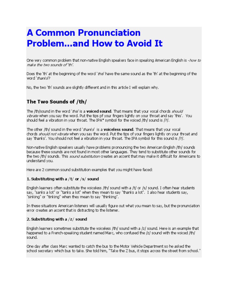 A Common Pronunciation Problem | PDF | Accent (Sociolinguistics ...