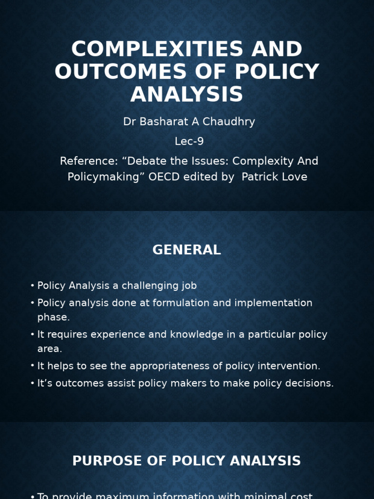 Policy Analysis Complexities and Outcomes | PDF | Policy Analysis | Policy