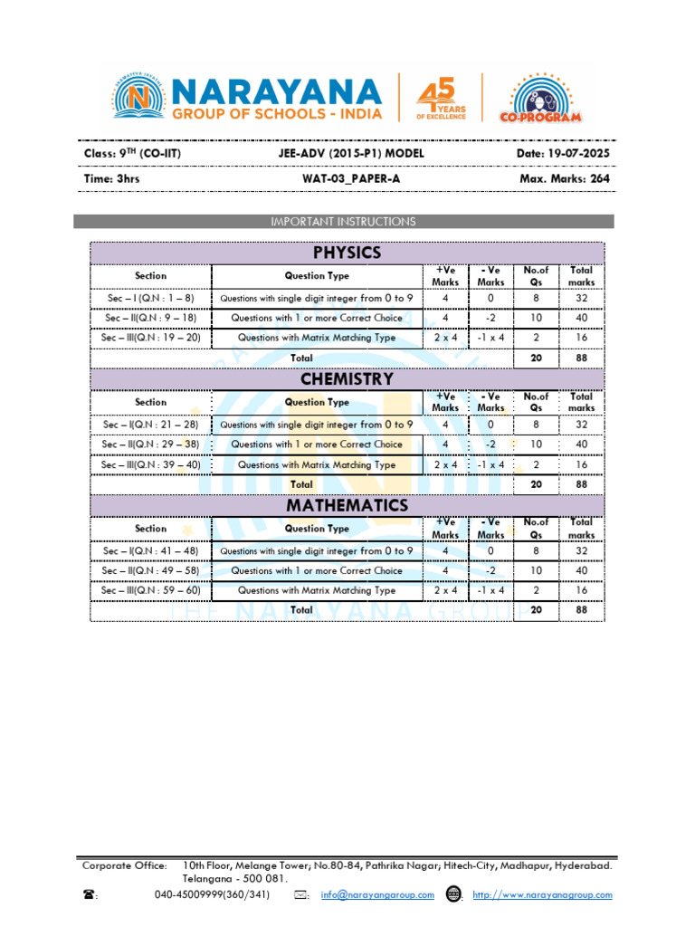 JEE Advanced 2015 P1 Model Paper | PDF | Acceleration | Electron