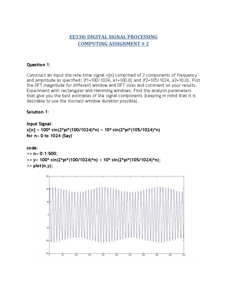 Ee338: Digital Signal Processing Computing Assignment # 2 | PDF | Discrete Fourier Transform ...
