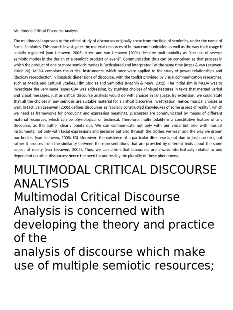 Understanding Multimodal Critical Discourse | PDF | Semiotics | Discourse