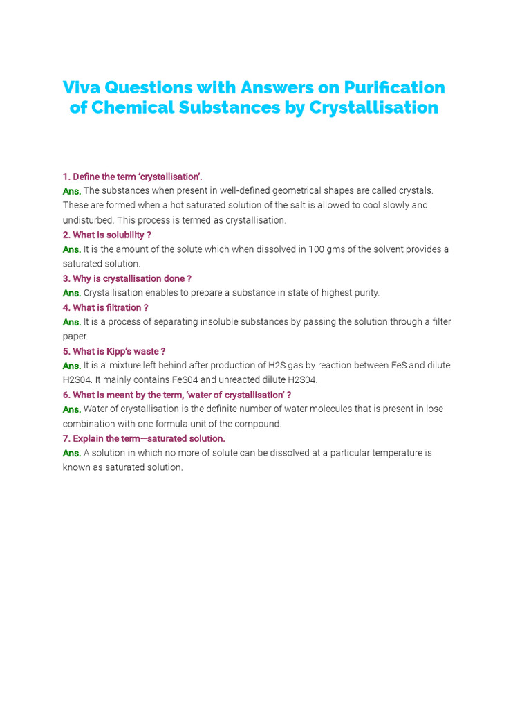 Crystallisation and Purification Methods | PDF | Crystallization ...