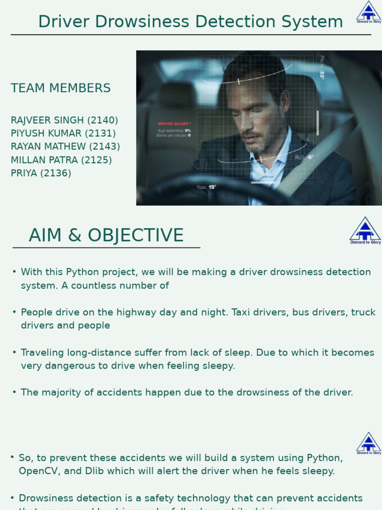 Driver Drowsiness Detection System Project | PDF