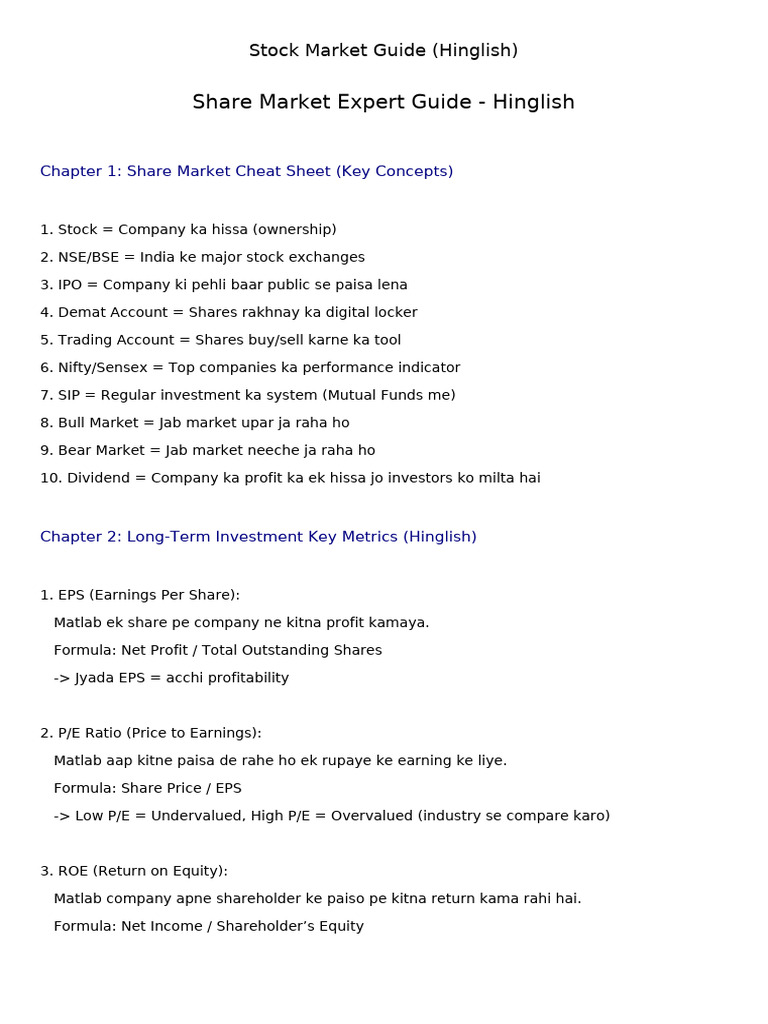 Share Market Guide Hinglish | PDF