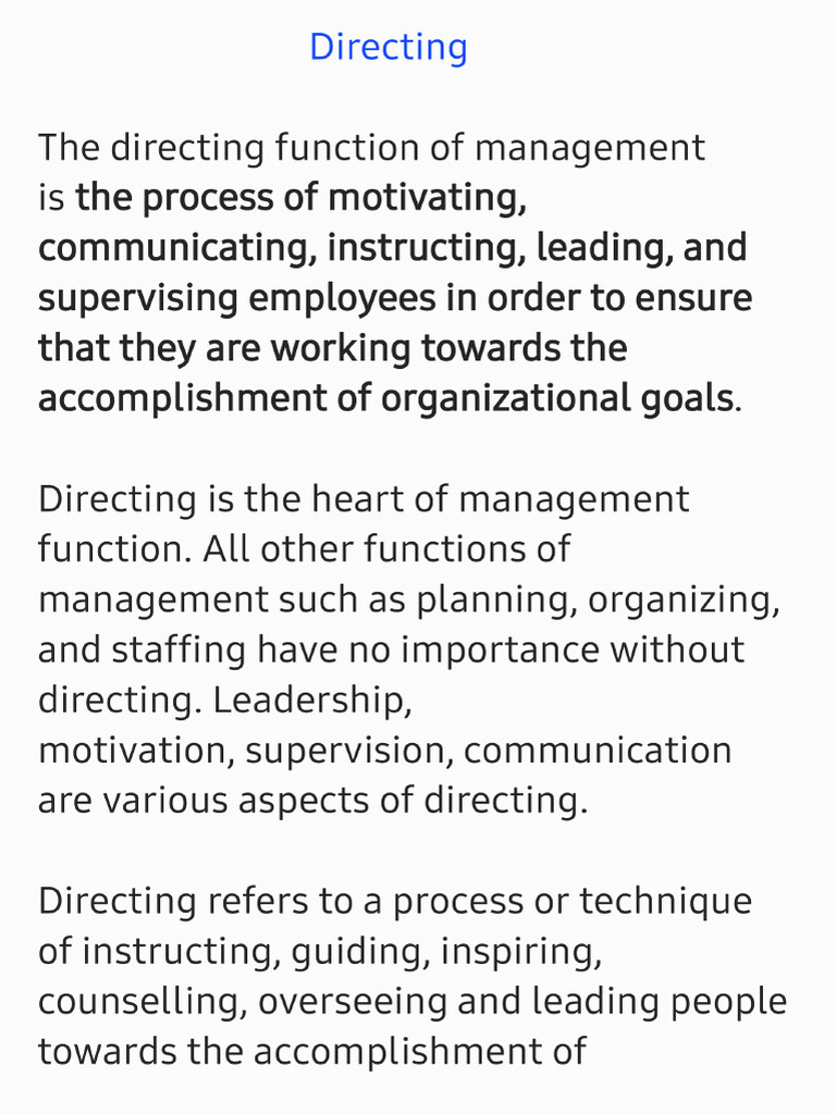 POM - Directing Intro | PDF