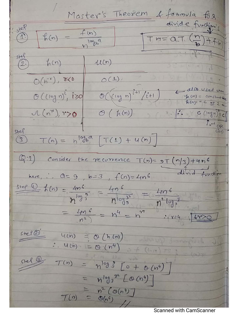 ADA Unit1 Notes 5 Master Theorem Q. | PDF