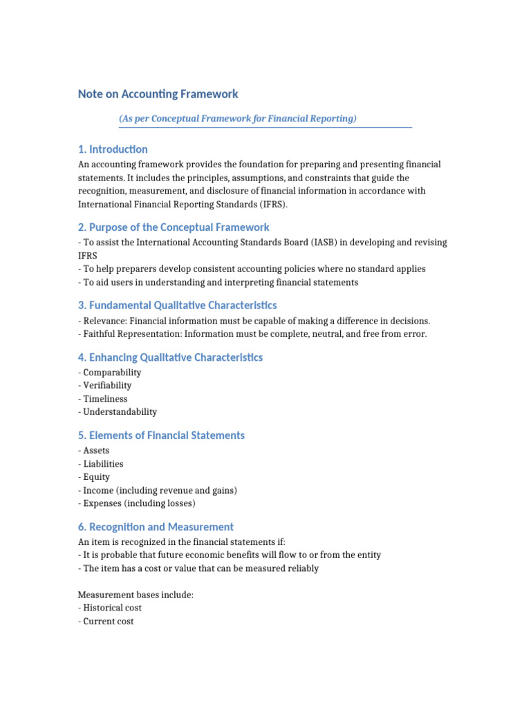 Accounting Framework for Financial Reporting | PDF