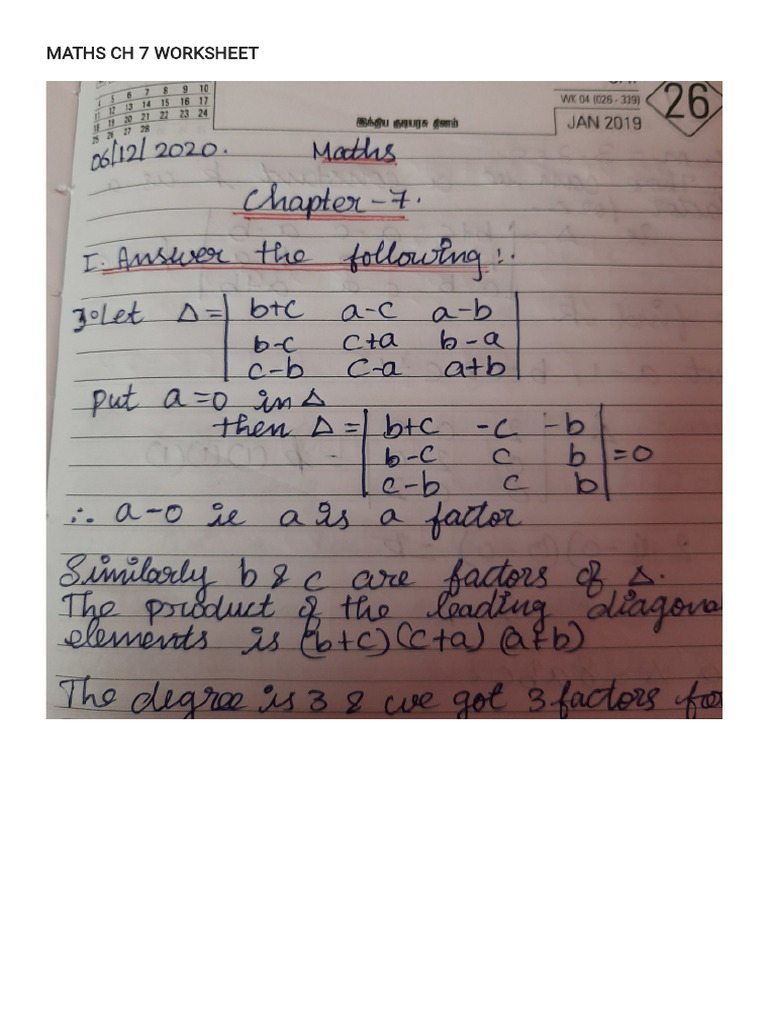 Maths Chapter 7 Worksheet | PDF