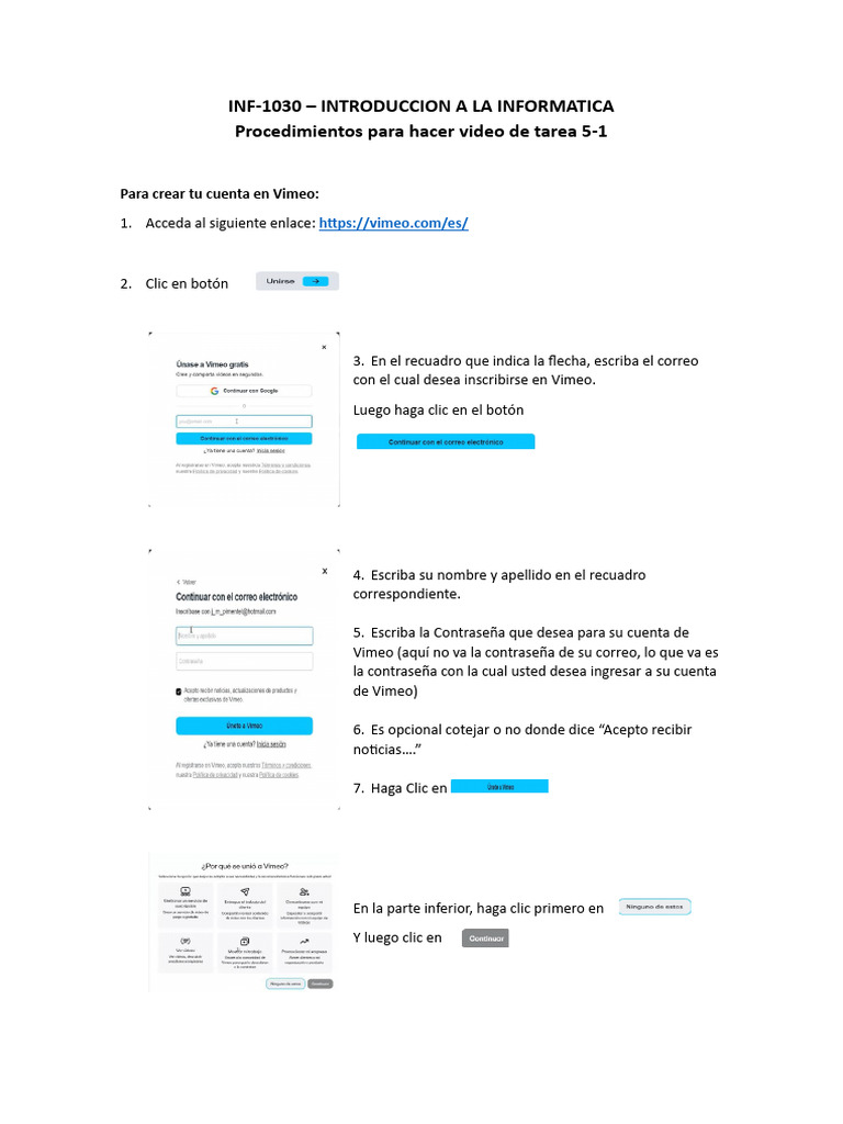 Procedimiento para Realizar Tarea 5-1 - Video en Vimeo | PDF