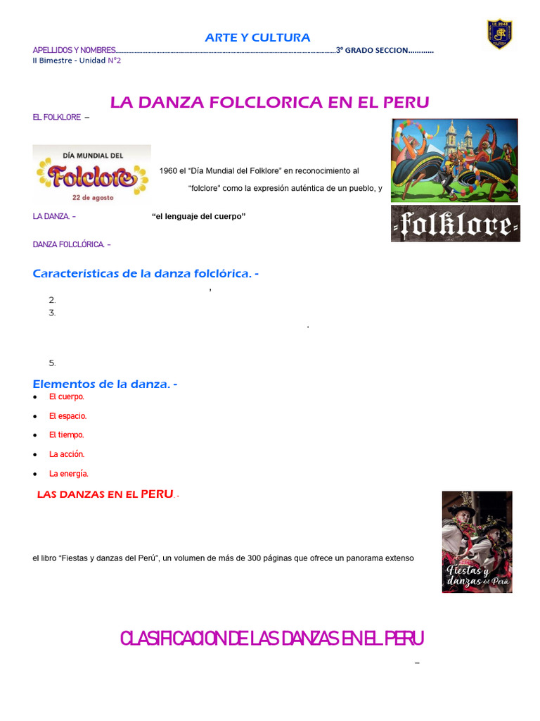 La Danza Folclorica 3 Grado Pdf Folklore Bailes