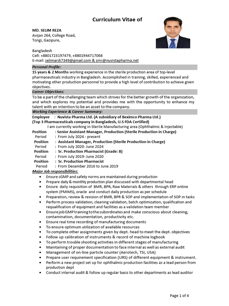 Selim Reza CV - On 16.07.25 | PDF