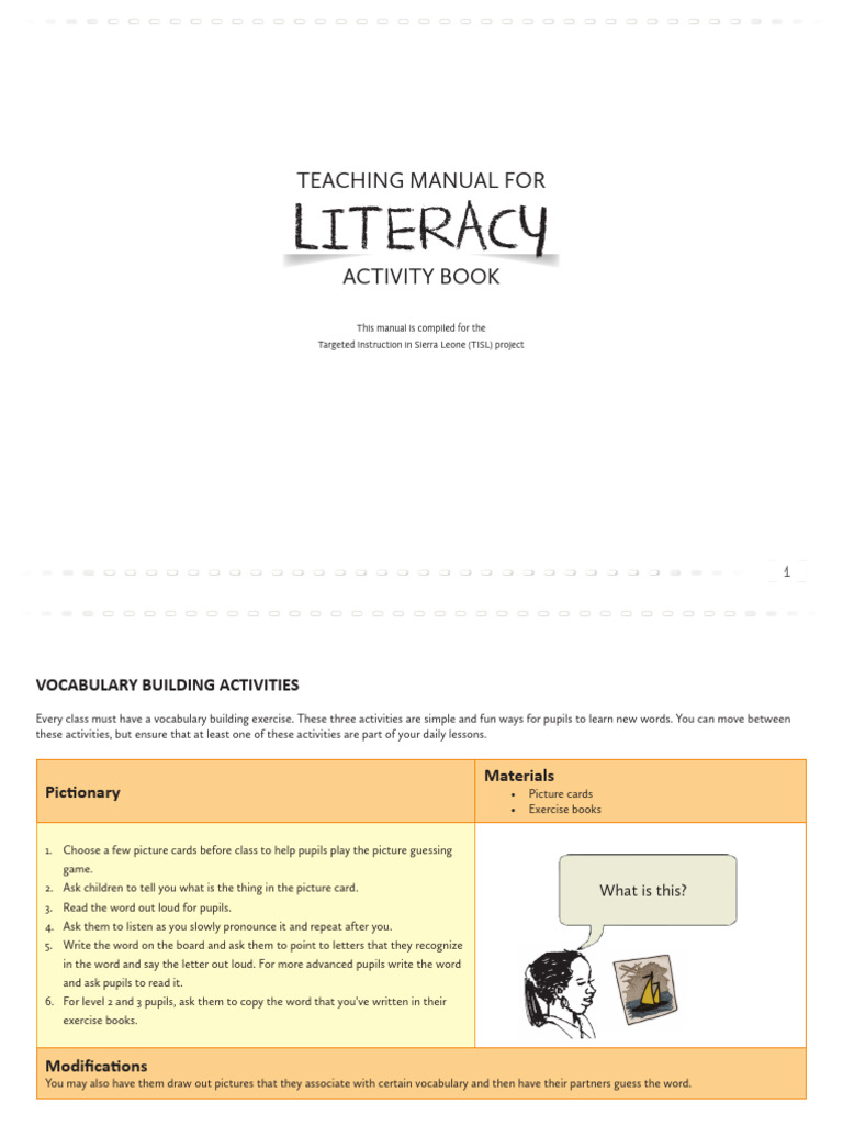Literacy Activity Book Teaching Manual | PDF | Human Communication ...