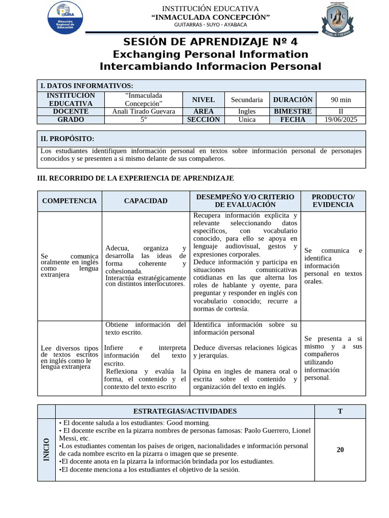 1 Sesion de Aprendizaje 1 5 Act 2 Eda 1 | PDF | Aprendizaje | Cognición