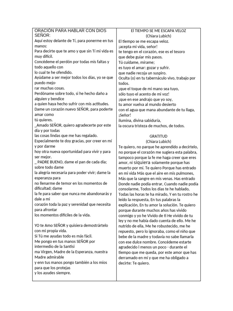 Oración para Hablar Con Dios | PDF | Amor