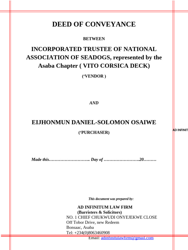 Deed Od Conveyance (1) Ad Infinitum | PDF | Natural Resources Law | Justice
