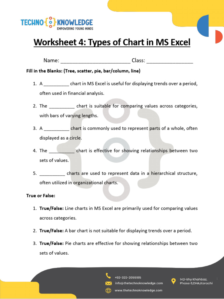 Worksheet 4 Types of Charts in MS-Excel | PDF | Chart | Pie Chart