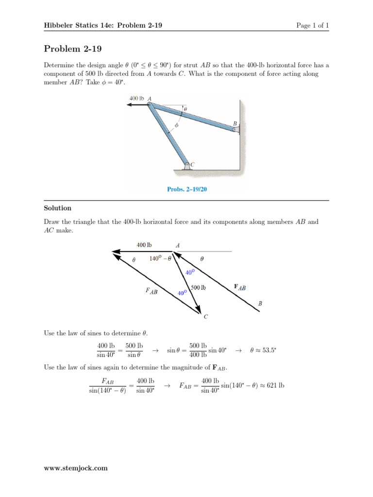 Design Angle Calculation for Strut AB | PDF