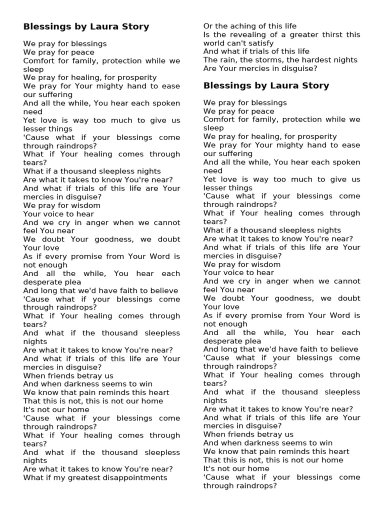 Blessings by Laura Story Quarter 1 Week 3 July 3 2025 Grade 7 English | PDF