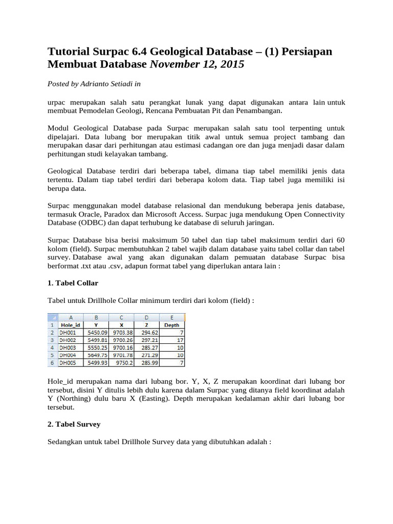 Tutorial Surpac 6 | PDF