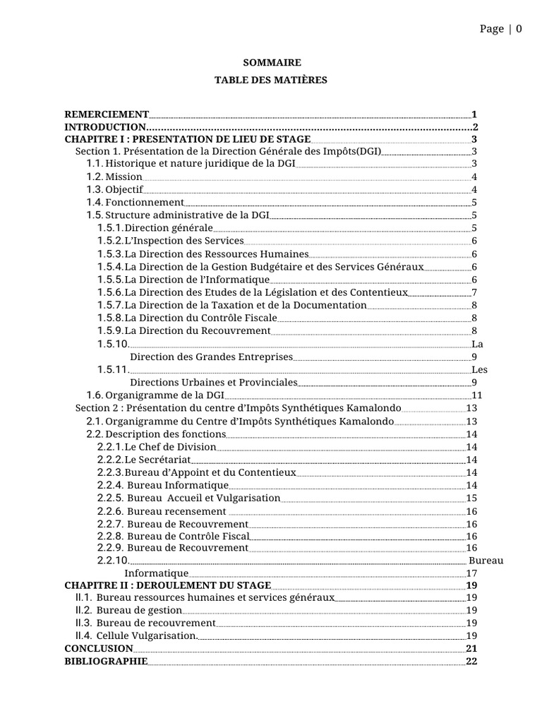 Rapport de Stage Dgi Corrigé | PDF | Impôts | Informatique