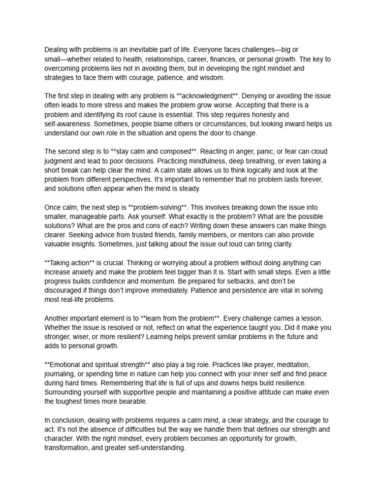 Strategies for Dealing with Problems | PDF | Mind | Courage