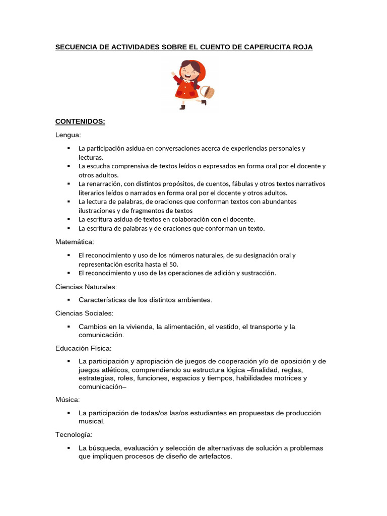 Actividades Educativas Caperucita Roja | PDF | Comunicación ...