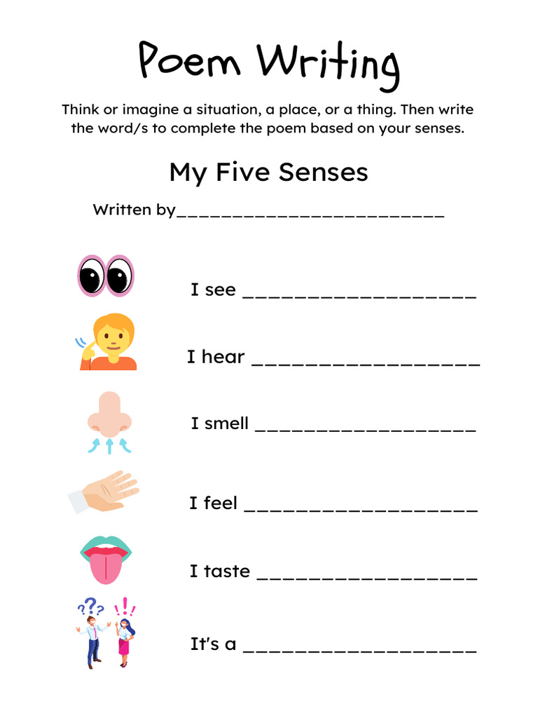 Sense Organ Poem Template | PDF