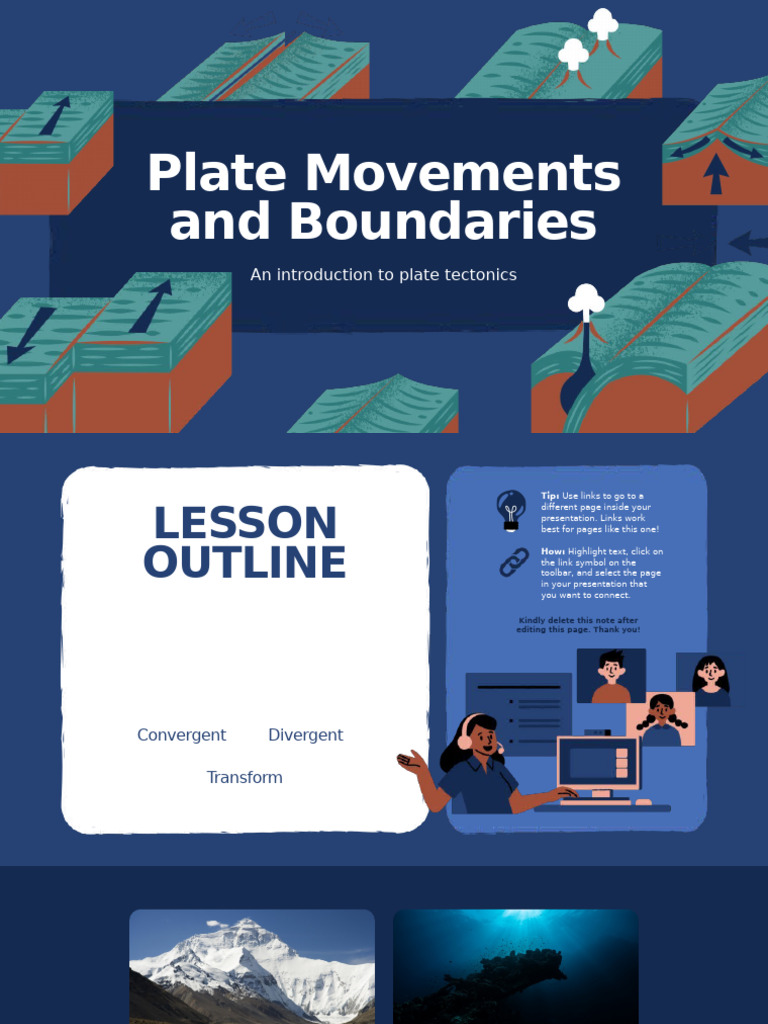 Plate Movements and Boundaries Science Presentation in Dark Blue Teal ...