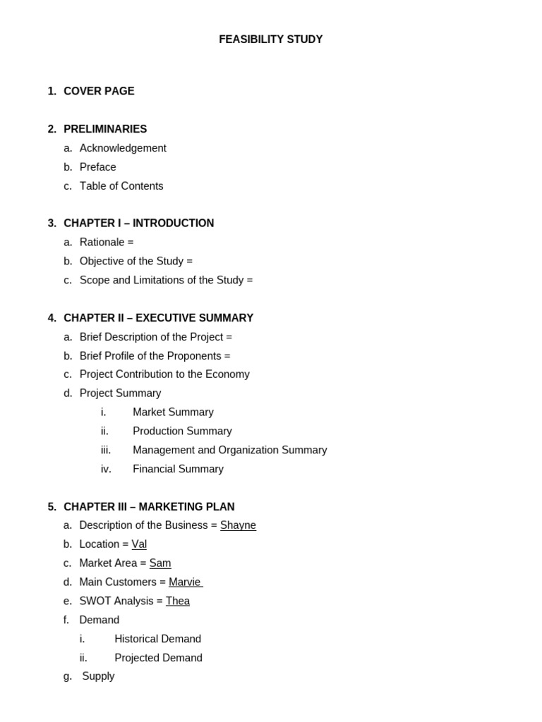 Feasibility Study Outline | PDF