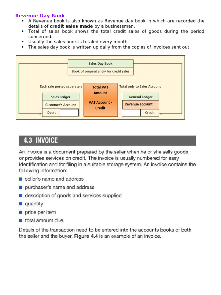 Revenue Day Book Note and Exercise | PDF