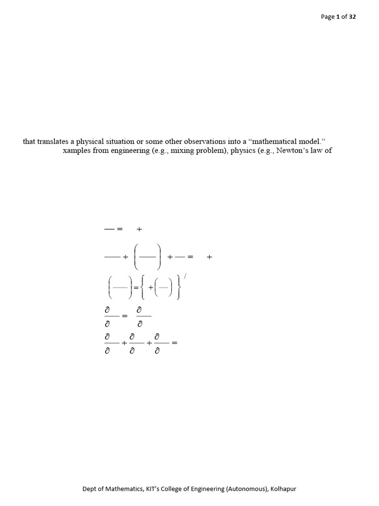 Unit 2. ODEs of First Order First Degree | PDF | Differential Equations ...
