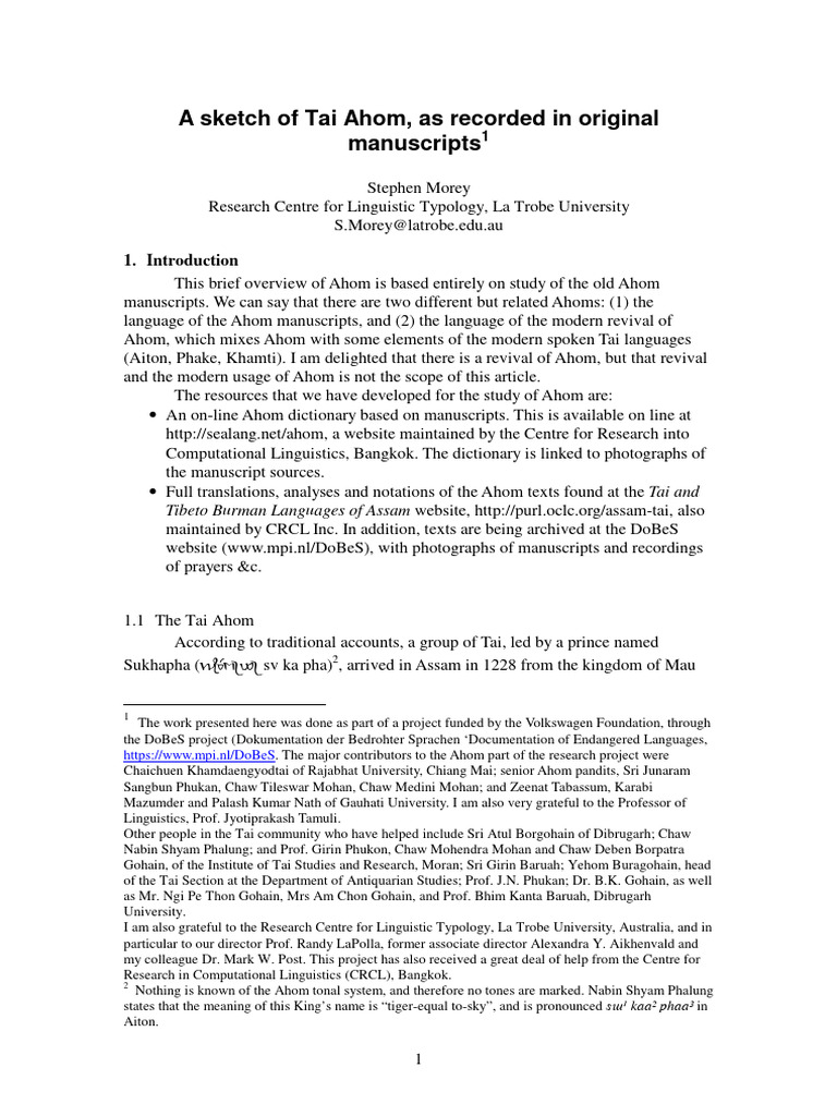 Overview of Ahom Language and Manuscripts | PDF | Language Mechanics ...