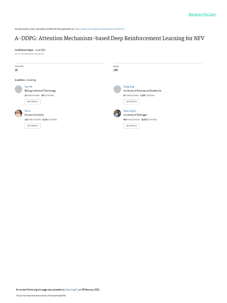 A DDPG Attention Mechanism-Based Deep Reinforcement Learning For NFV ...