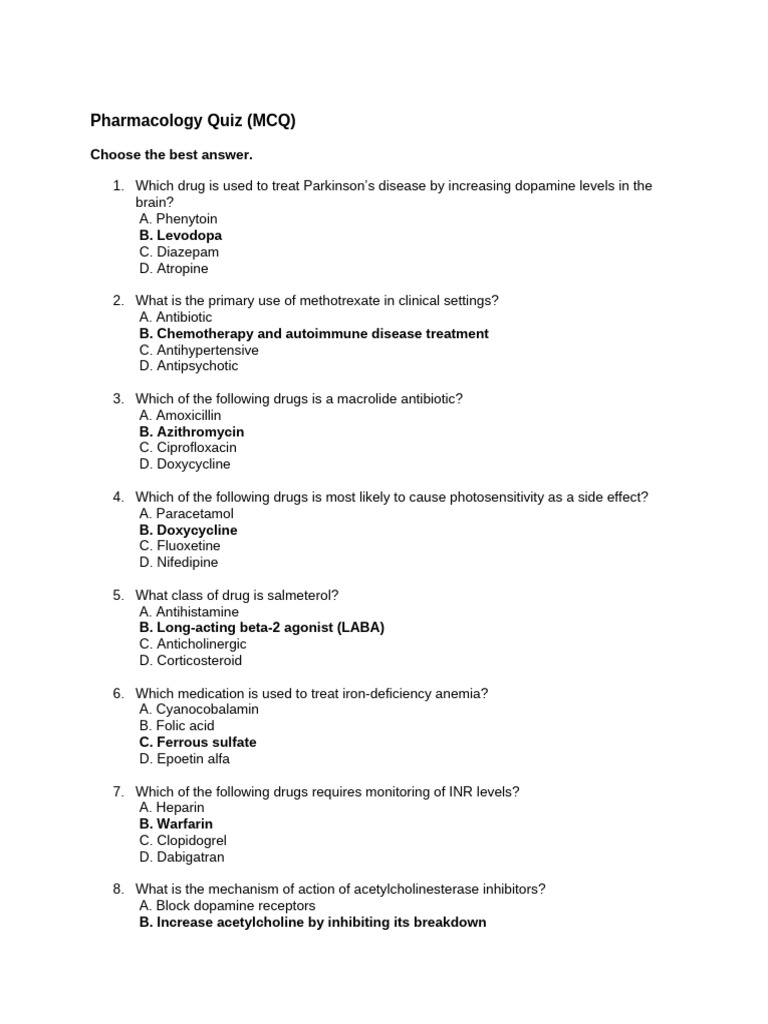 WEEK 1 Pharmacology Quiz (MCQ) | PDF
