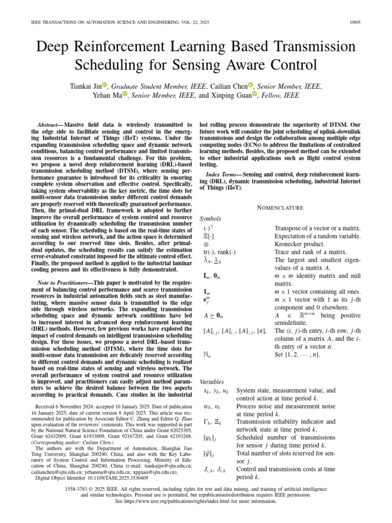 Deep Reinforcement Learning Based Transmission Scheduling For Sensing ...